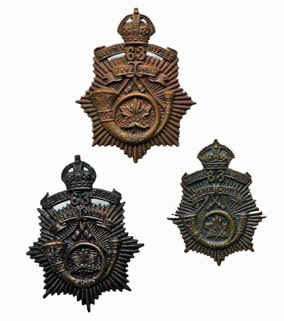Militaria Insignia C.E.F. WW1; 63rd Halifax Rifles Cap Badge & Collar ...