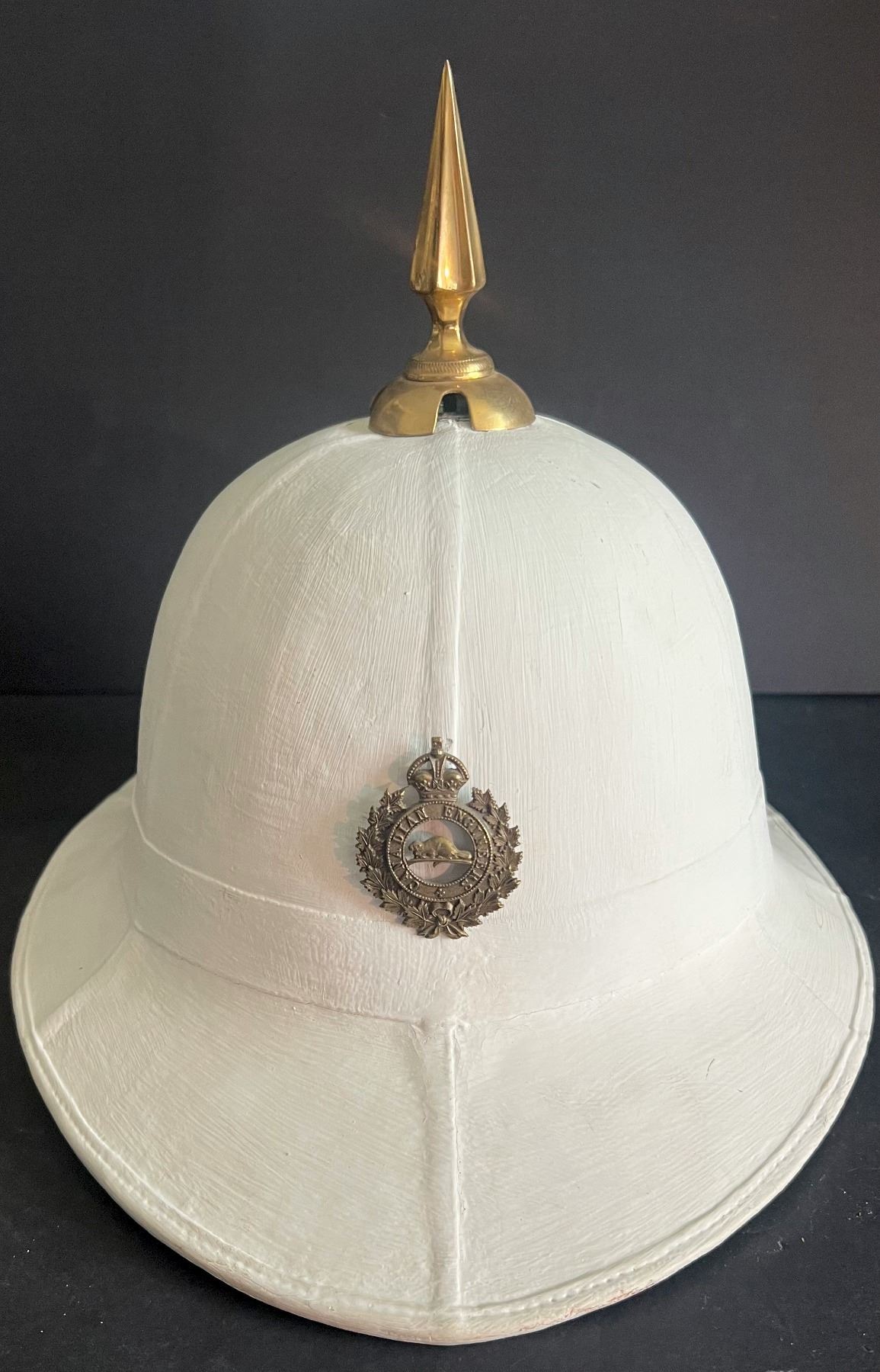 Militaria Head Dress; Canadian Engineers Spiked White Pith Helmet w/Cap ...
