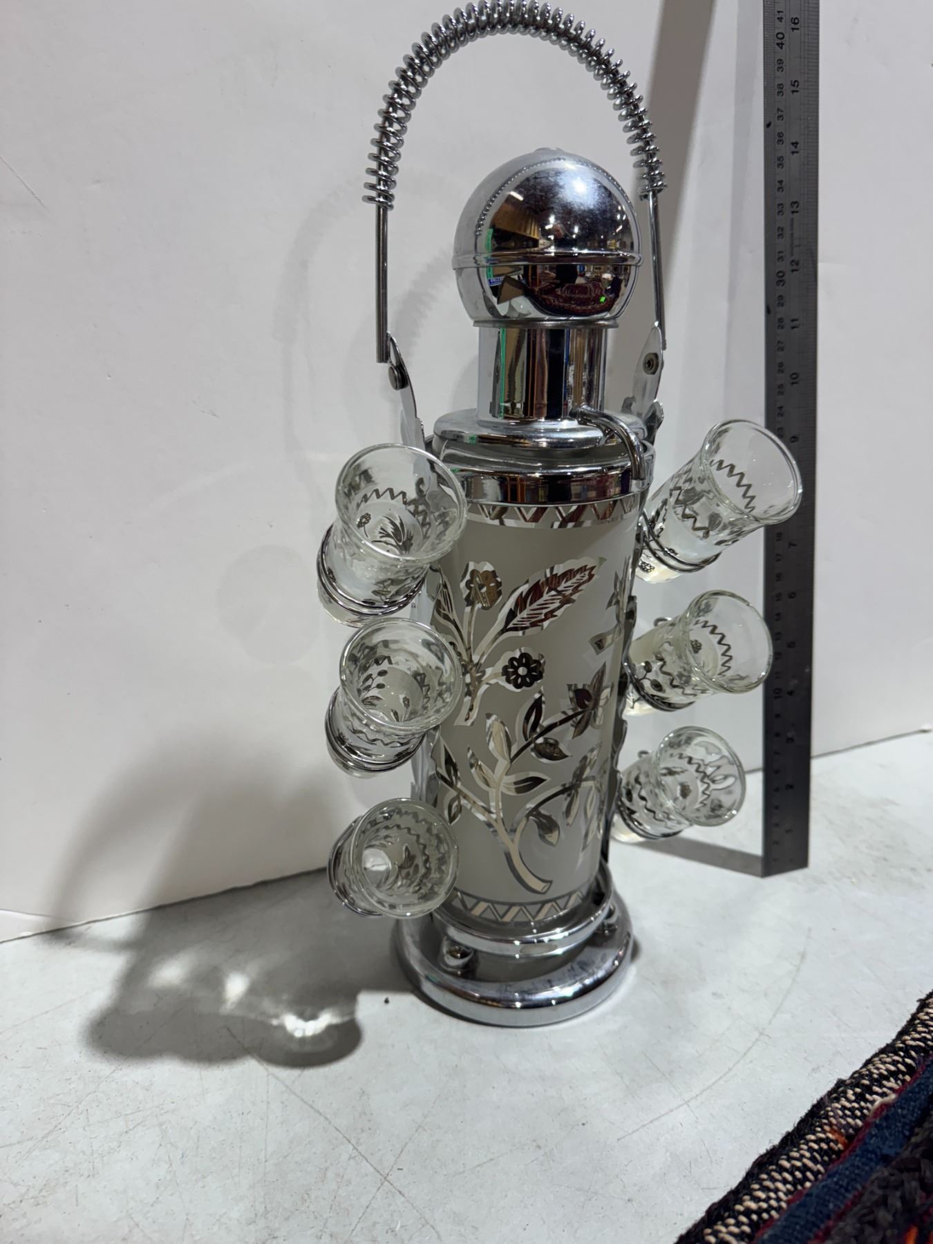 Mid-Century Modern Glenshaw Glassworks liquor pump decanter set with a ...