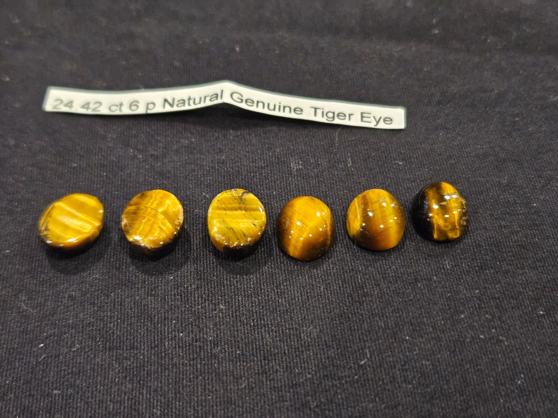 24.42ct- 6pc natural genuine tiger eye stones