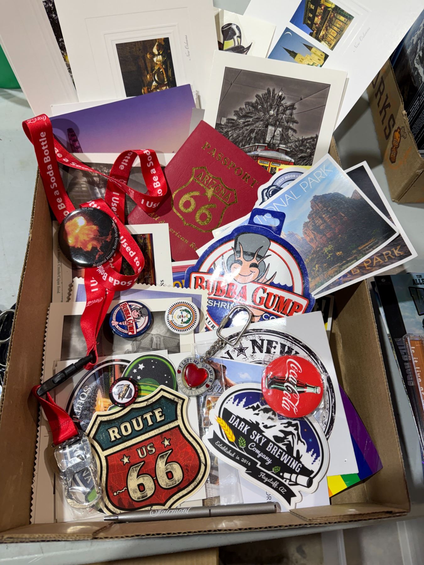 Route 66 and other collectible items, stickers, etc.