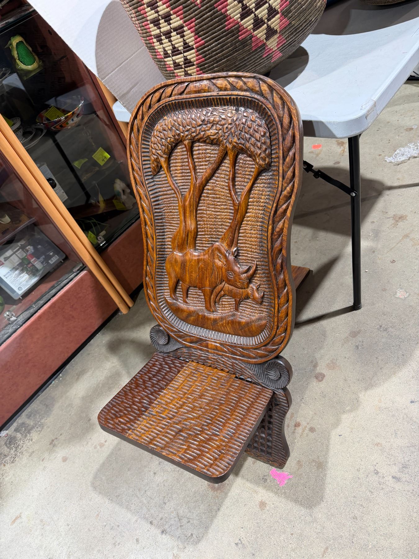 hand-carved African wooden "birthing" chair