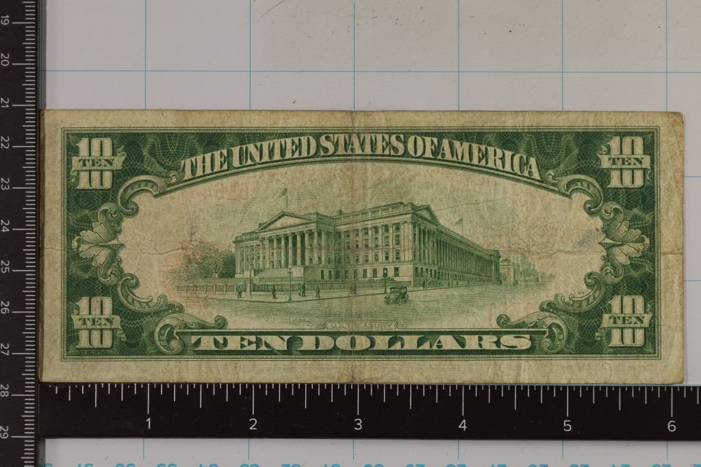 1929 TYPE I US $10 NATIONAL CURRENCY BANK OF
