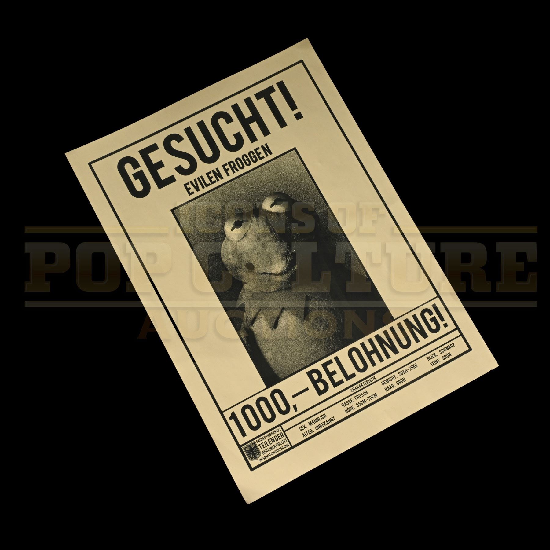 Muppets Most Wanted - Kermit the Frog German Wanted Poster - 56-11