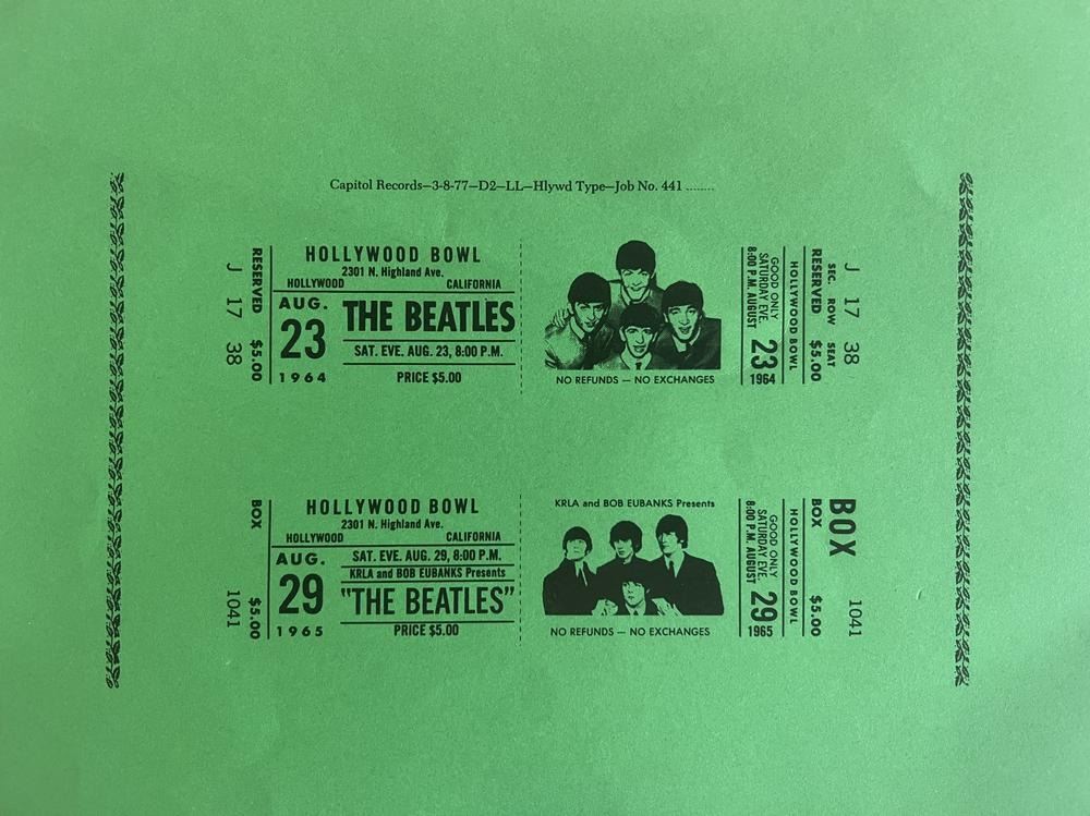 Beatles reproduction concert ticket album prop