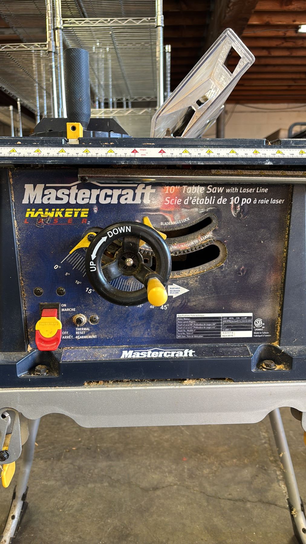 MASTERCRAFT HAWKEYE LASER TABLE SAW - Able Auctions