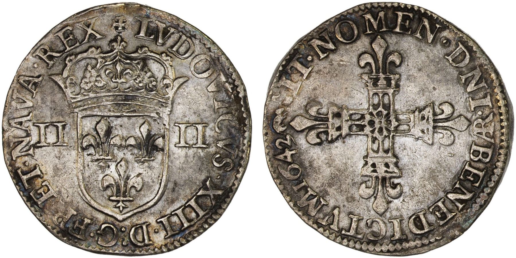 FRANCE: Louis XIII, 1610-1643, AR 1/4 ecu (9.37g), 1642, VF - Stephen ...