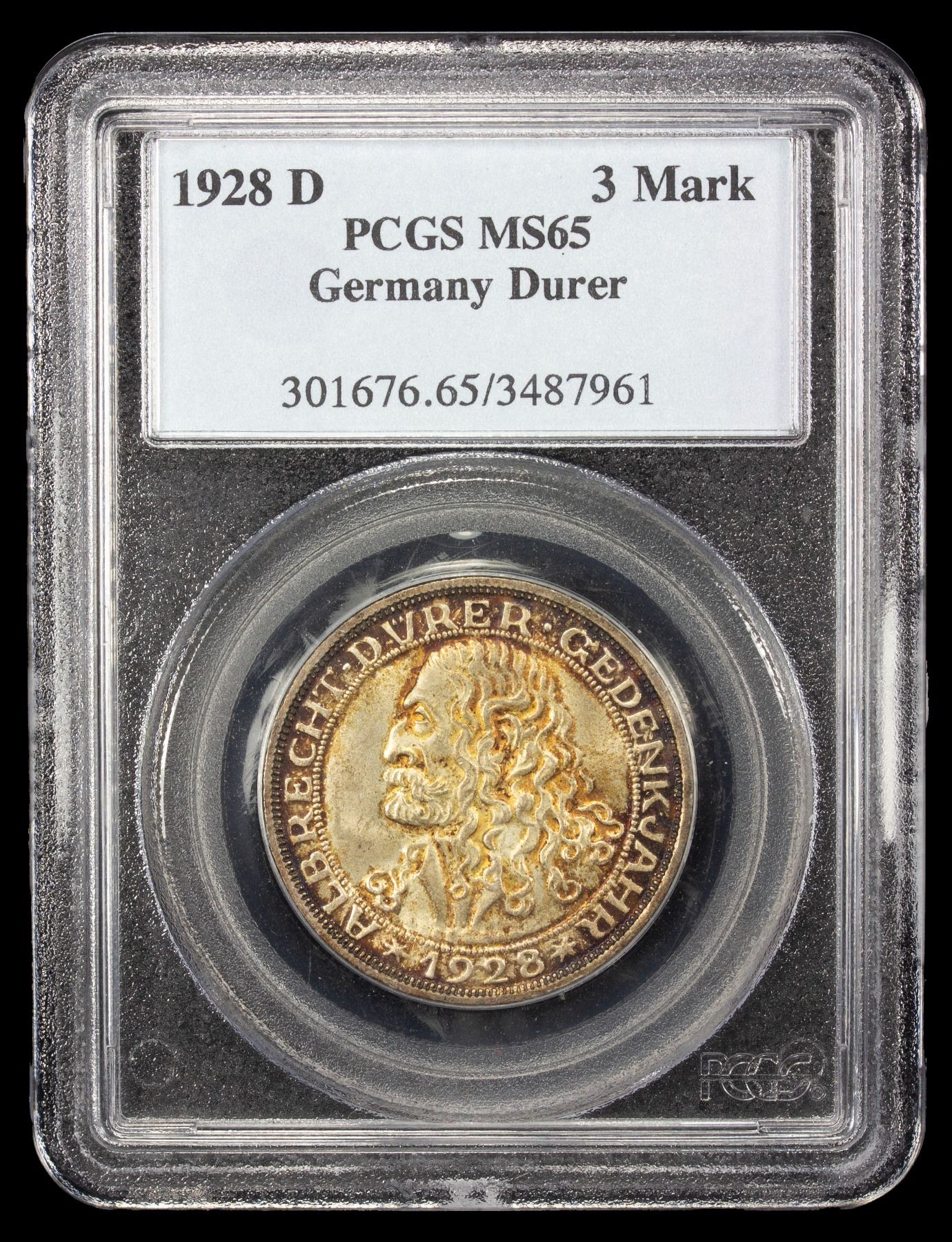 GERMANY: Weimar Republic, AR 3 reichsmark, Munich, 1928-D, PCGS MS65 ...