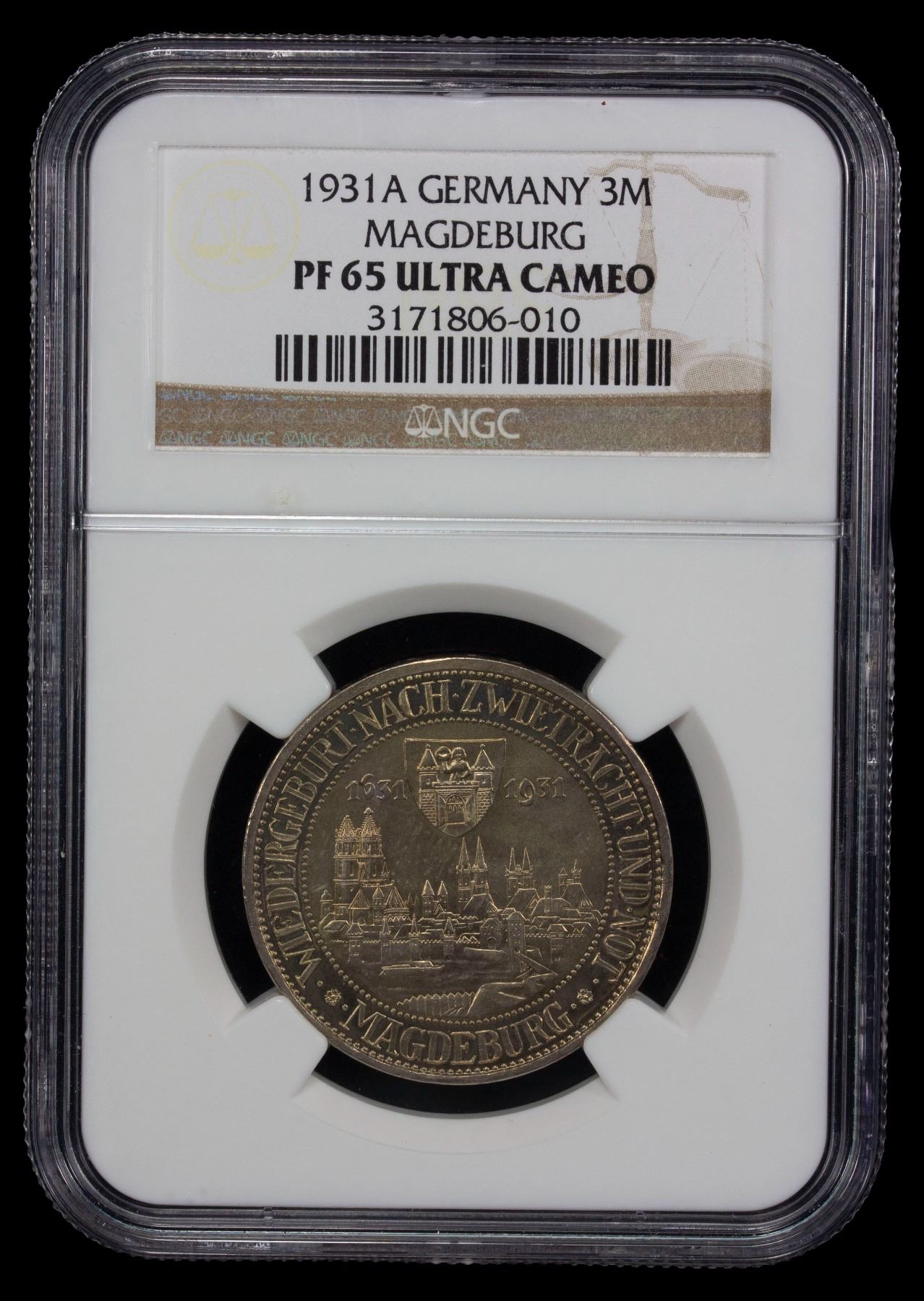 GERMANY: Weimar Republic, AR 3 reichsmark, Berlin, 1931-A, NGC Proof 65 ...