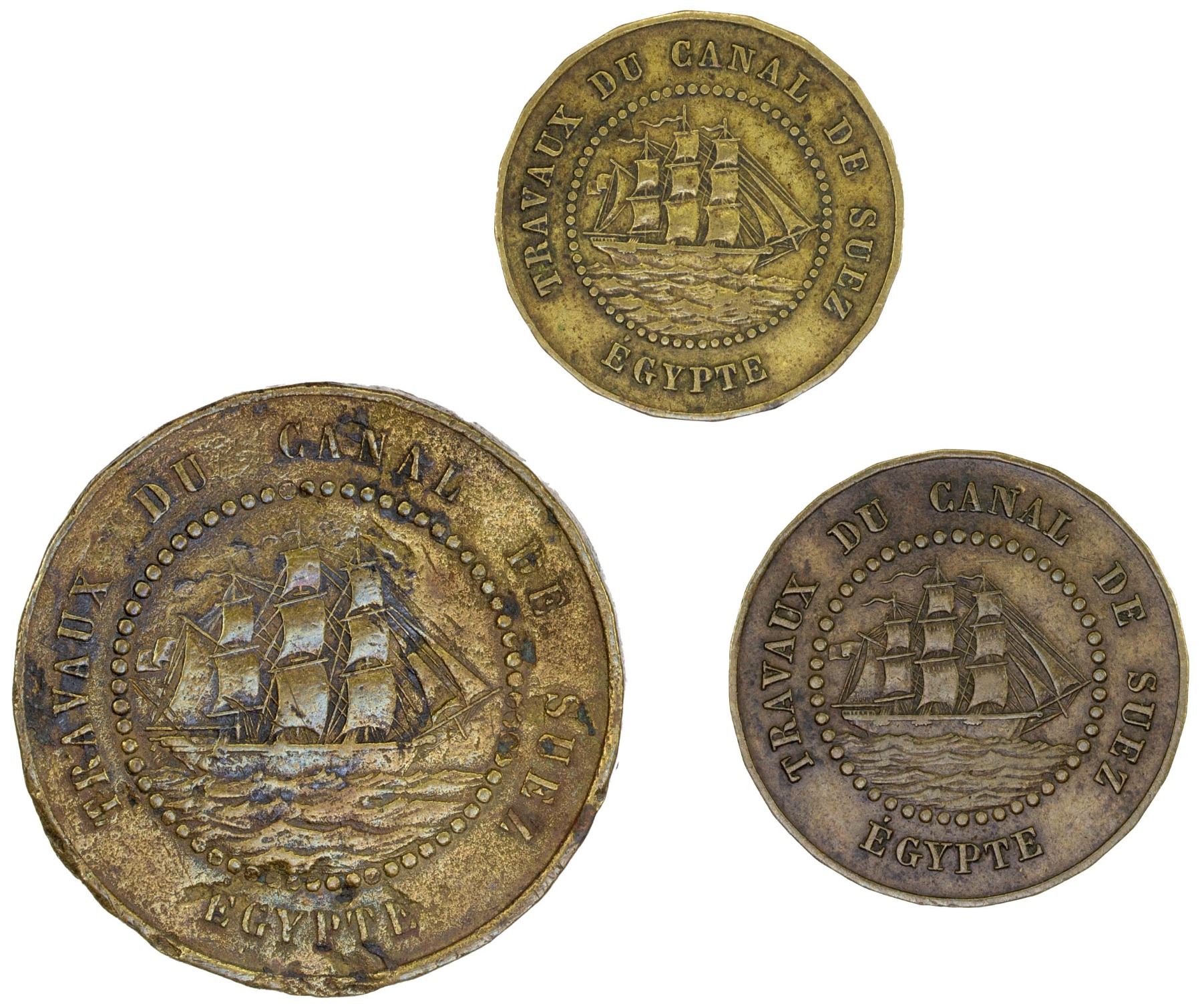 OTTOMAN: EGYPT: Borel Lavalley et Cie, SET of 3 tokens, 1865 - Stephen ...