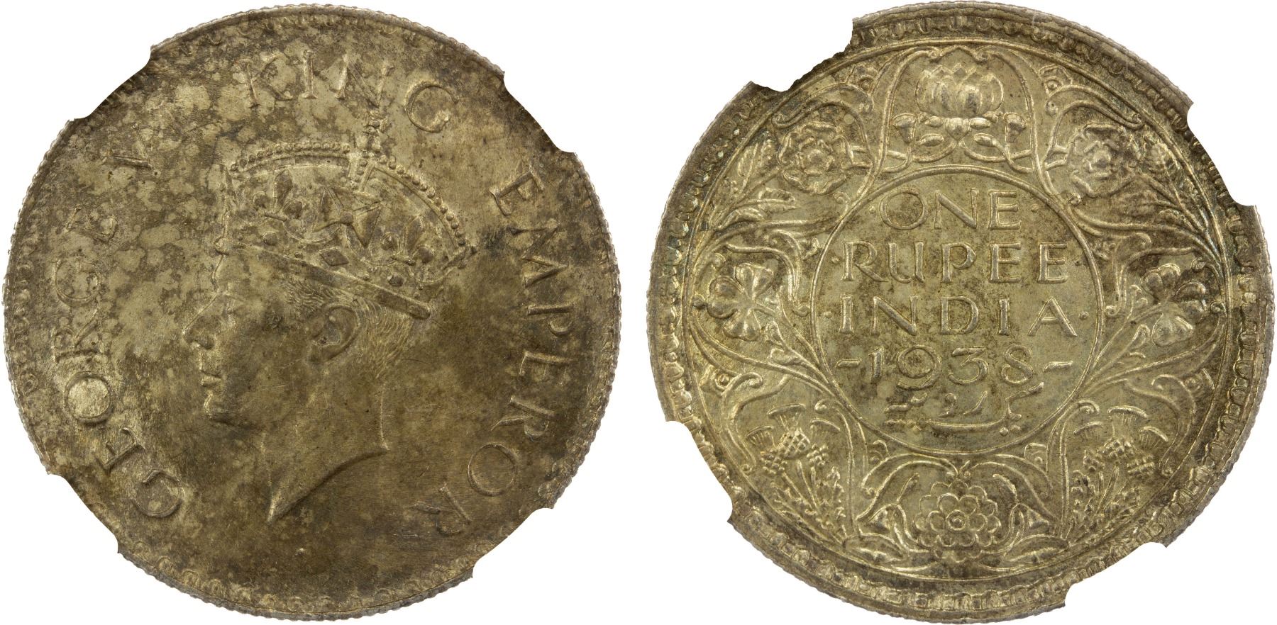 BRITISH INDIA: George VI, 1936-1952, AR rupee, 1938(b), NGC MS63 ...