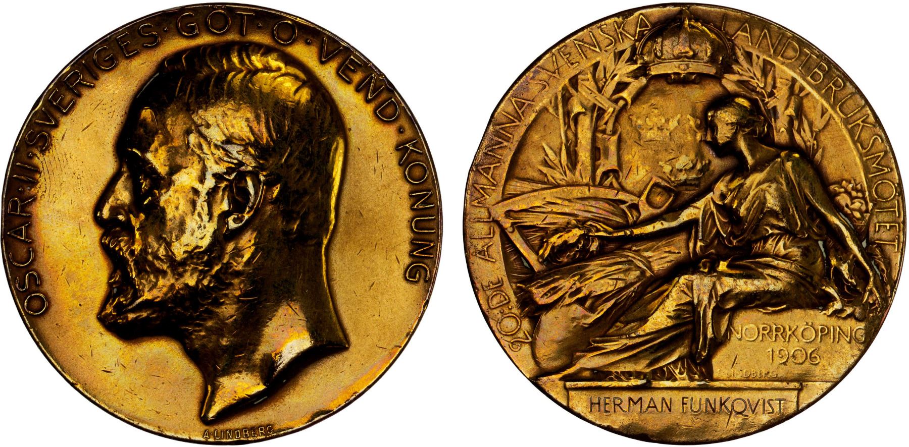 SWEDEN: Oscar II, 1872-1907, AE medal, 1906 - Stephen Album Rare Coins