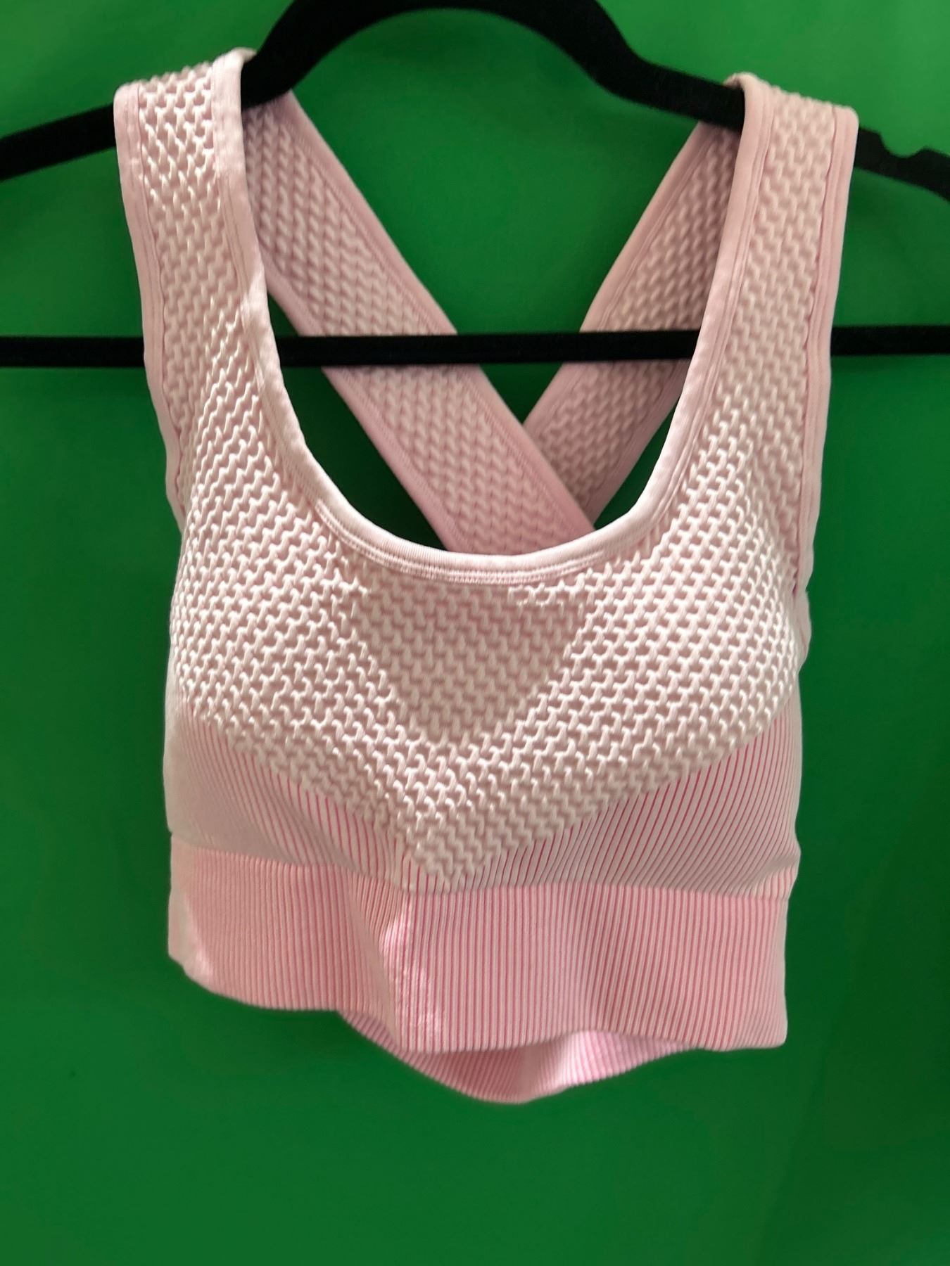 Three-Piece Pink Activewear Set – Jacket, Sports Bra, and Leggings – Size M