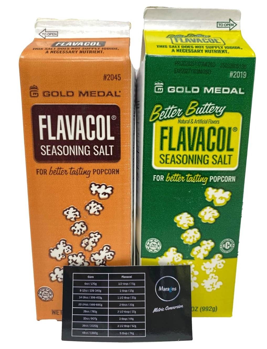 Gold Medal Flavacol Seasoning Salt Combo Pack with Maragos Metric ...