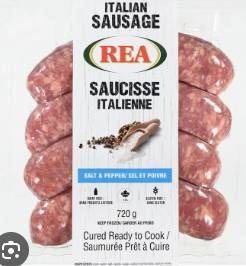 REA Italian Sausage – Mild Flavored – Prepackaged – 2x720g