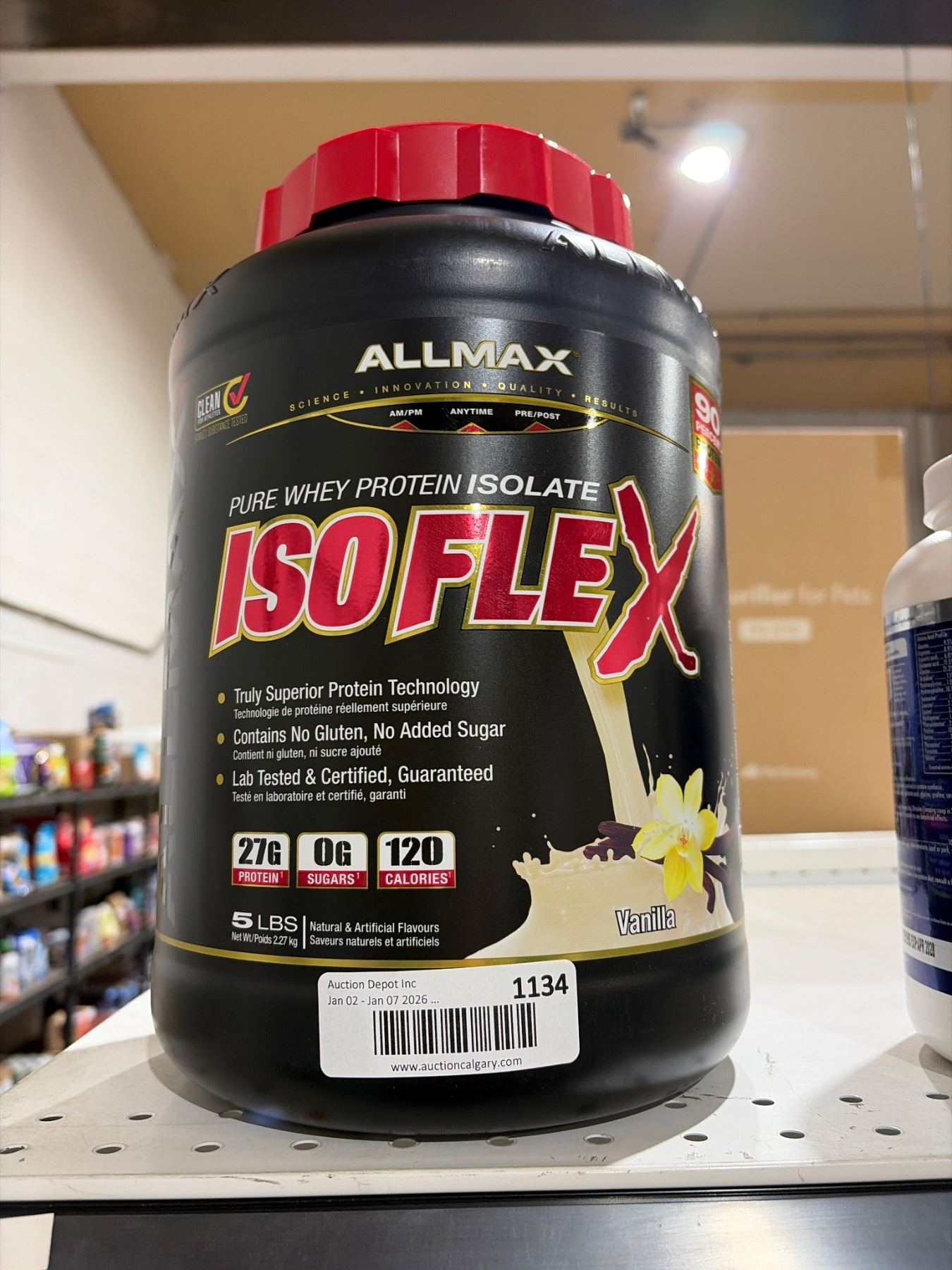 ALLMAX Isoflex Whey Protein Isolate 5 lbs Vanilla Flavor - A D Auction ...