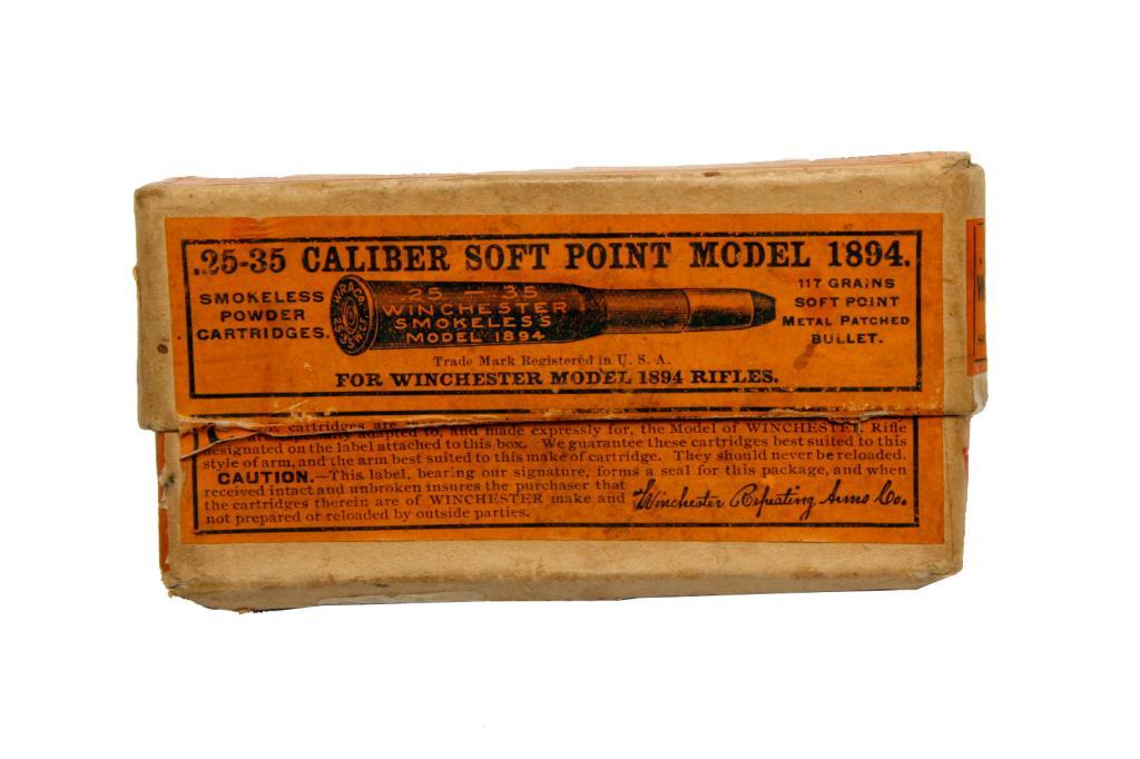 Box of Winchester .25-35 Ammunition Full and complete box of 20 ...