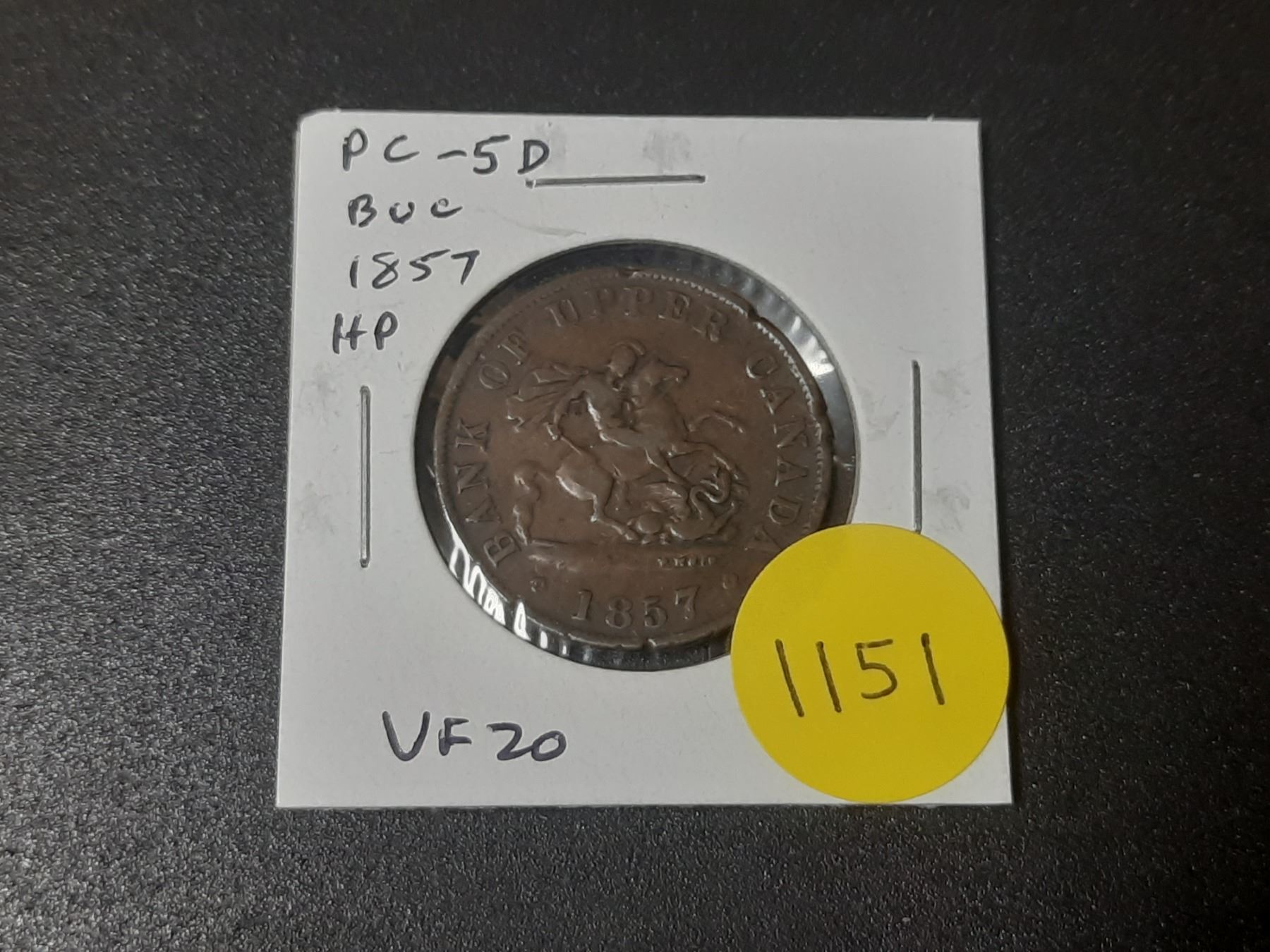 Province of Canada 1857 Half Penny Pre-Confederation Token. St. George ...
