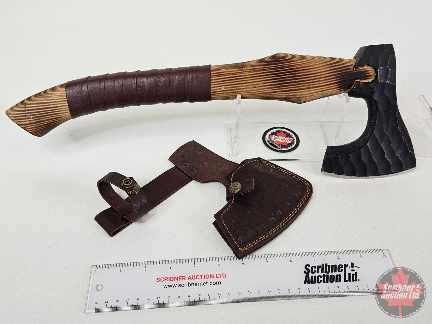 Hatchet w/Leather Sheath (Consignor Tag ~ Rough Forged & Hammered ...