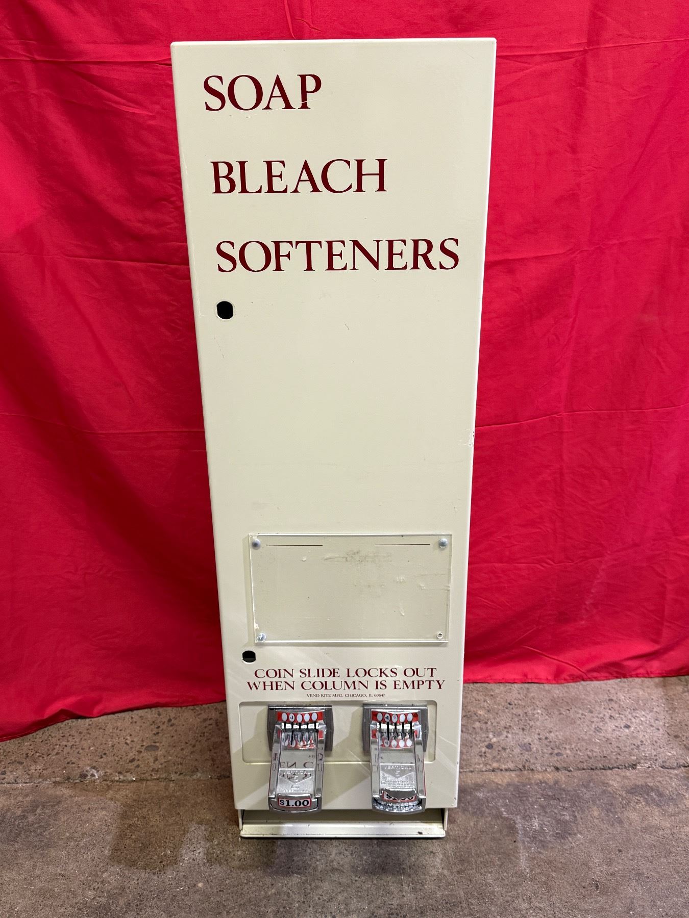 Vintage $1 Coin Op Soap / Bleach / Softeners Dispenser