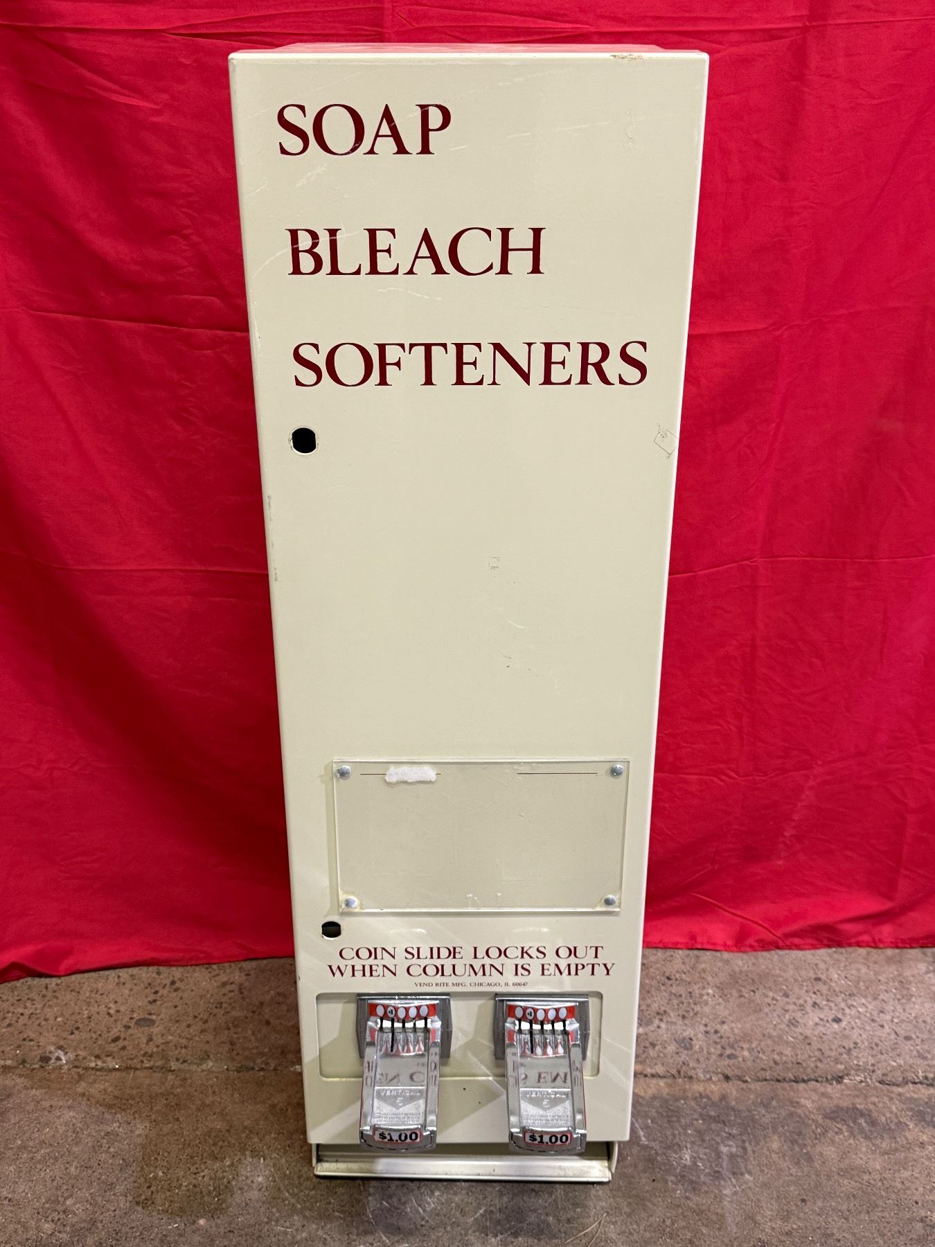 Vintage $1 Coin Op Soap / Bleach / Softeners Dispenser