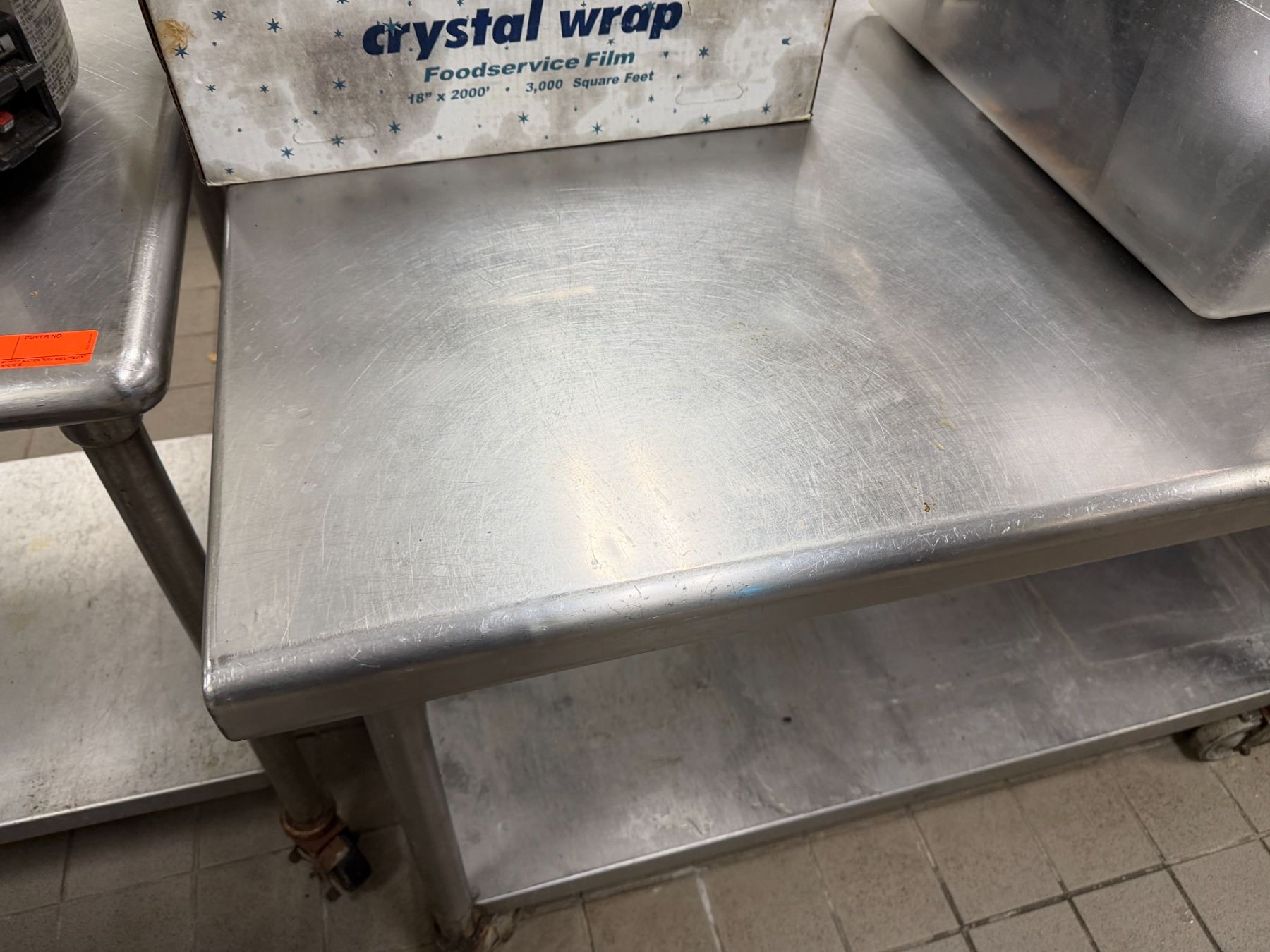 Metal Work Table on Wheels w/ Undershelf 96" x 37" x 36"H (contents not ...