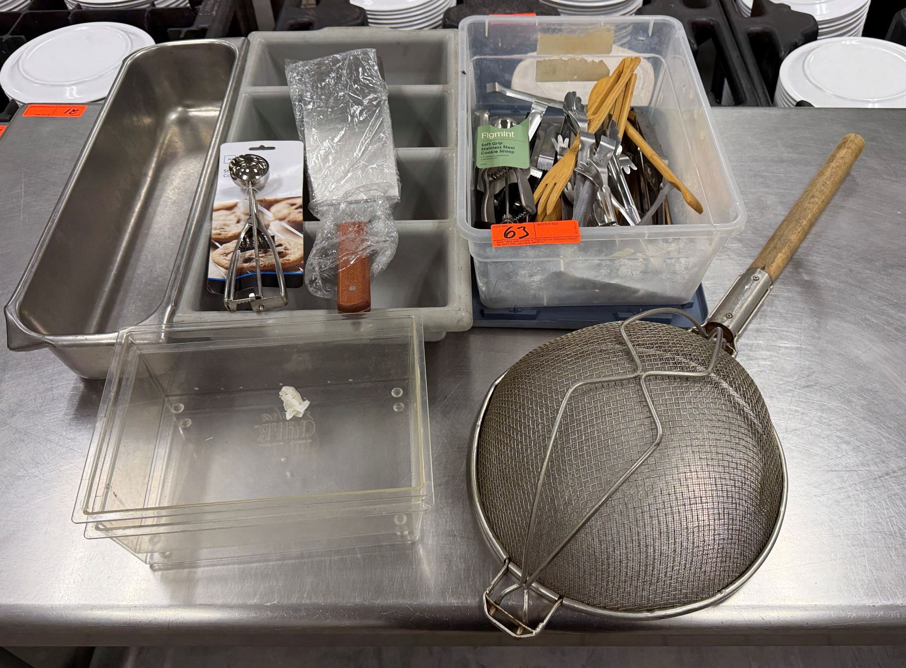 Multiple Kitchen Essentials: Strainer, Utensils, Plastic Containers, etc