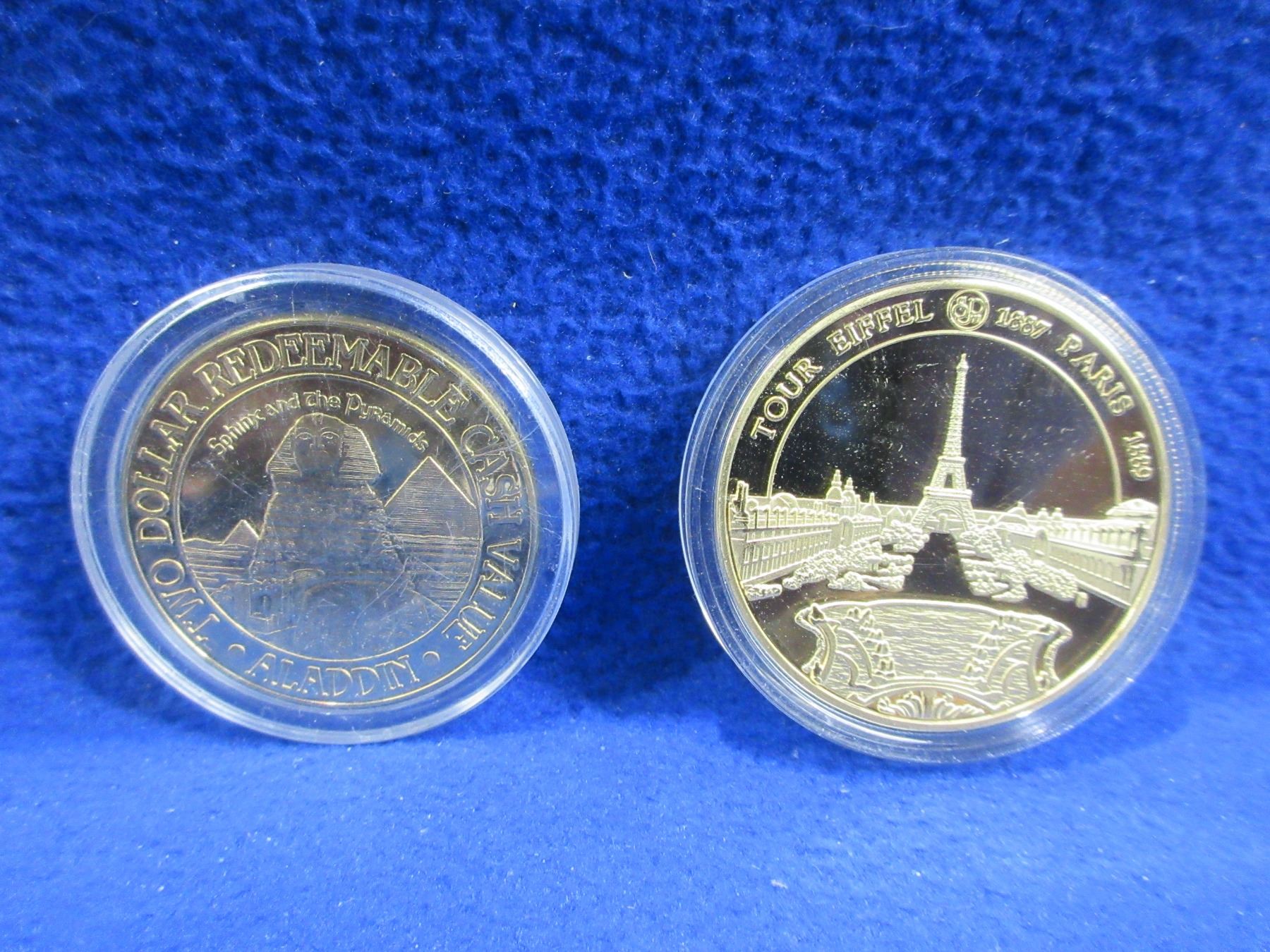 Aladdin 2 Dollar Token with Sphinx & 1989 Paris, Las Vegas Eiffel Tower ...