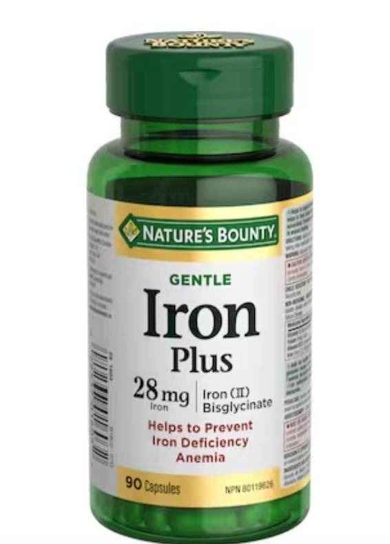 Nature’s Bounty Gentle Iron Plus 28 mg Capsules, 90 Count