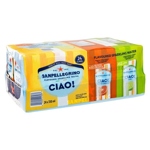 San Pellegrino Flavoured Sparkling Water Ciao 330ml Cans, 22-Pack
