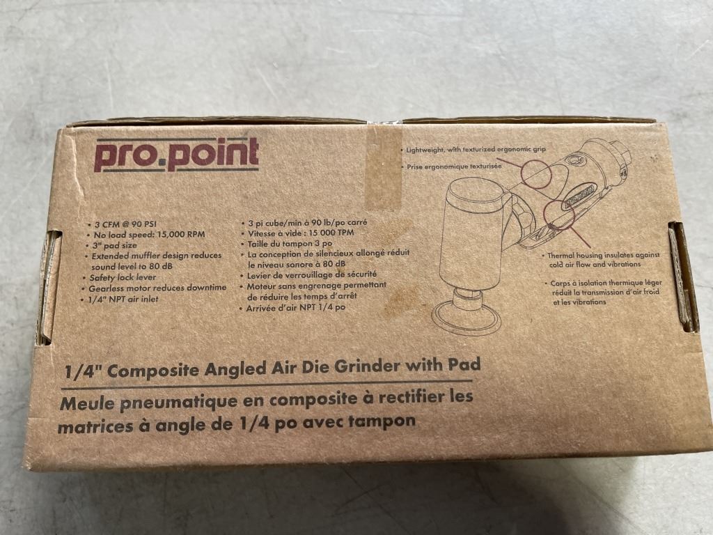 NEW PRO POINT 1/4 INCH COMPOSITE ANGLED AIR DIE GRINDER WITH PAD
