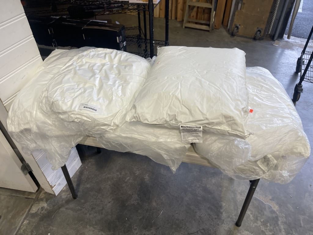 5 NEW STANDARD SIZE PILLOWS, MICROVENT COVERED