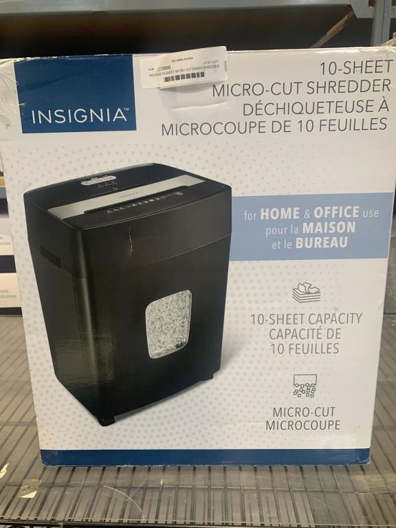 INSIGNIA 10 SHEET MICRO CUT PAPER SHREDDER - TESTED WORKING, RETAIL $129