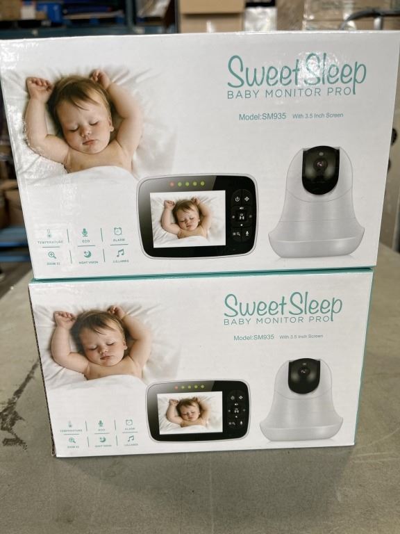 2 NEW SWEET SLEEP BABY MONITOR PRO, MODEL SM935 WITH 3.5 INCH SCREEN, 2 ...