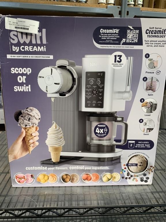 NINJA CREAMI SWIRL ICE CREAM MAKER - TESTED WORKING, RETAIL $429