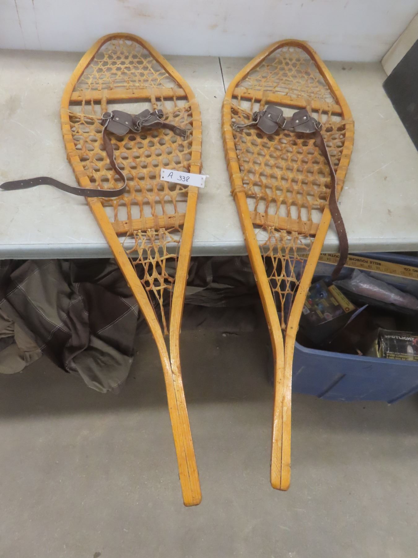 Vintage Snowshoes With Rawhide Webbing, 47" x 14"