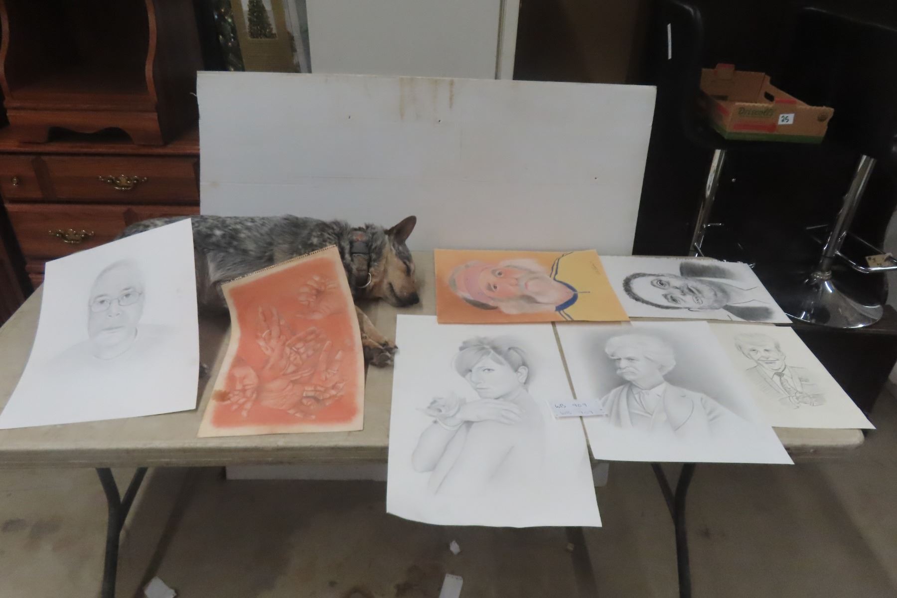 7 Vintage Portrait Sketches by Artist W.R. Stinson incl. Mark Twain ...