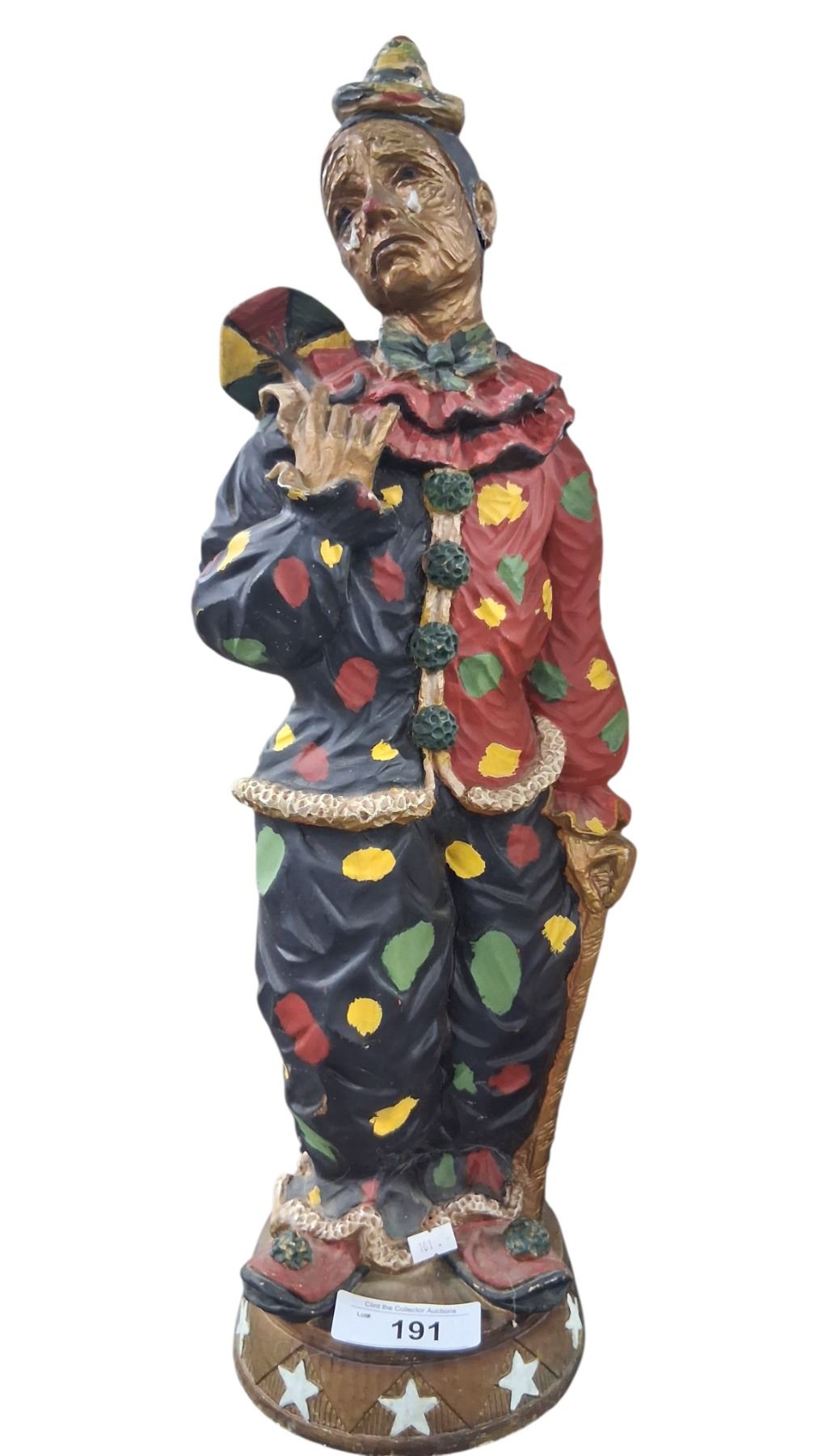 Vintage large clown statue, 23" tall