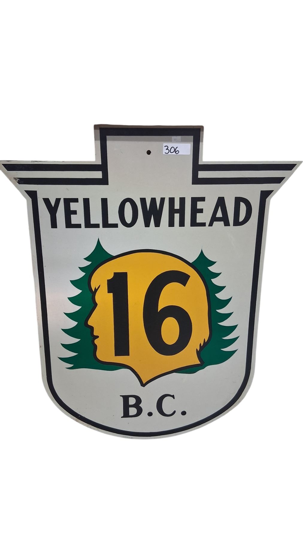 Yellowhead Hwy road sign, metal 36"x30"