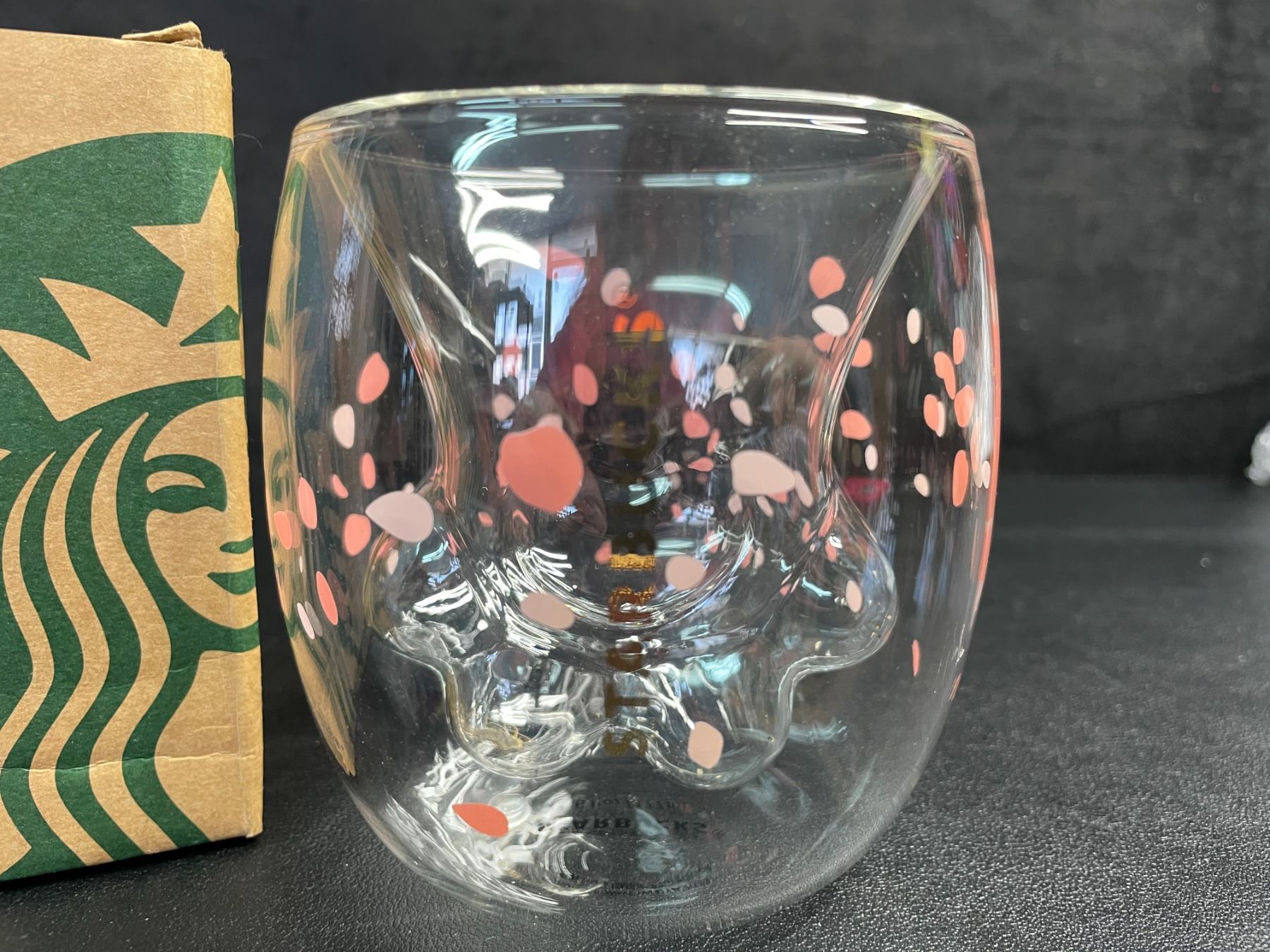 1 Starbucks Double-Wall Glass Mug - Clear Cherry Blossom/Paw Print ...