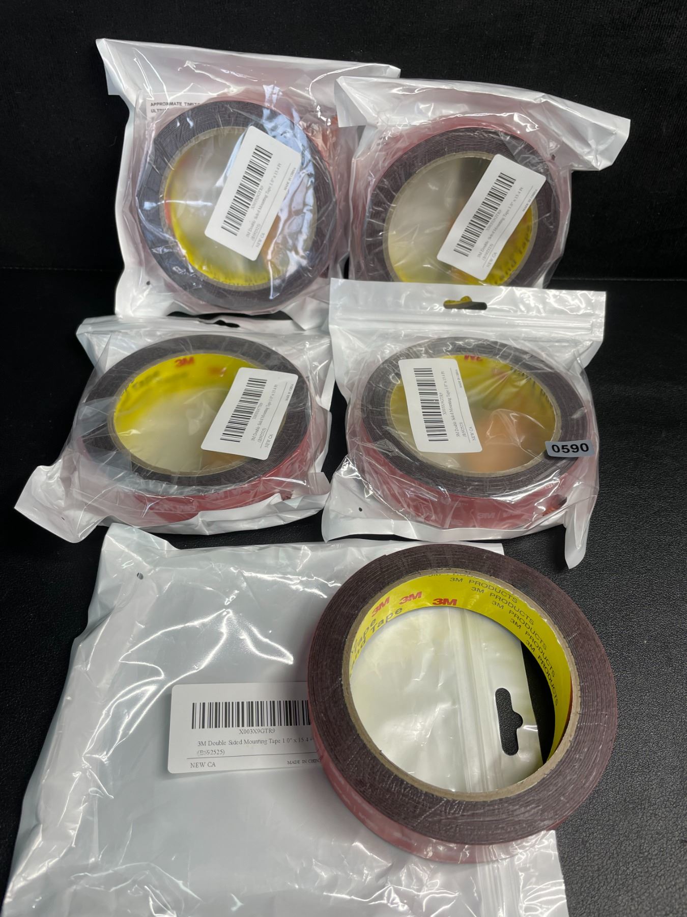5 Rolls of 3M Double-Sided Mounting Tape - 1" x 15.4FT Per Roll - New