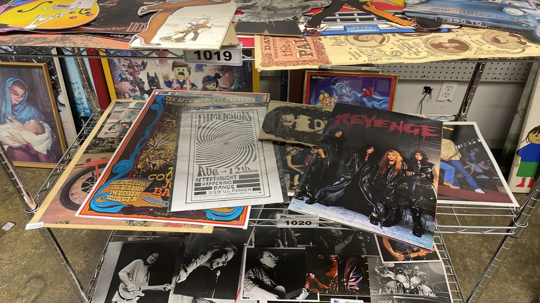 SHELF OF ASSORTED VINTAGE POSTERS - Able Auctions