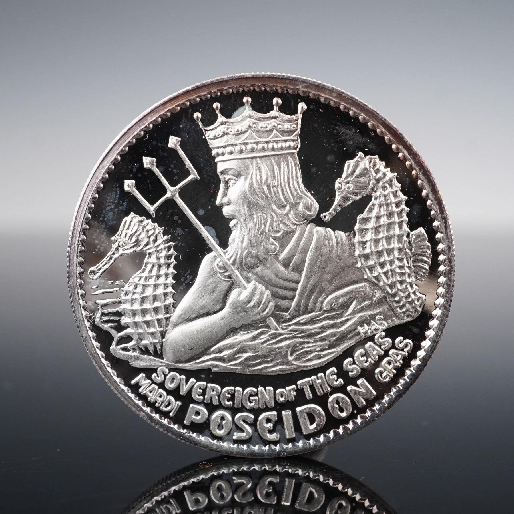 1972 Mardi Gras Doubloon, Sovereign of the Seas Poseidon