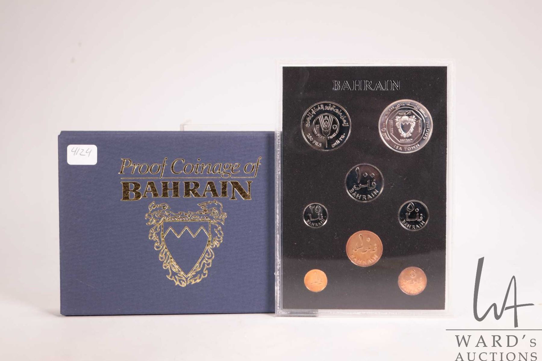 Royal Mint "Bahrain" commemorative 1388-1968 proof coin set in acrylic ...