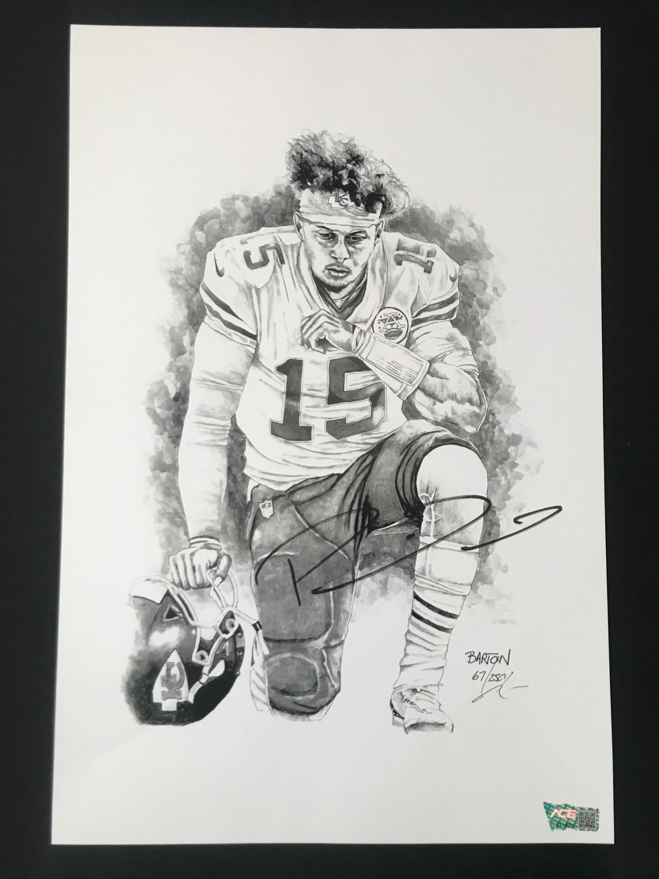 PATRICK MAHOMES SIGNED LIMITED EDITION LITHOPGRAPH - ACE COA