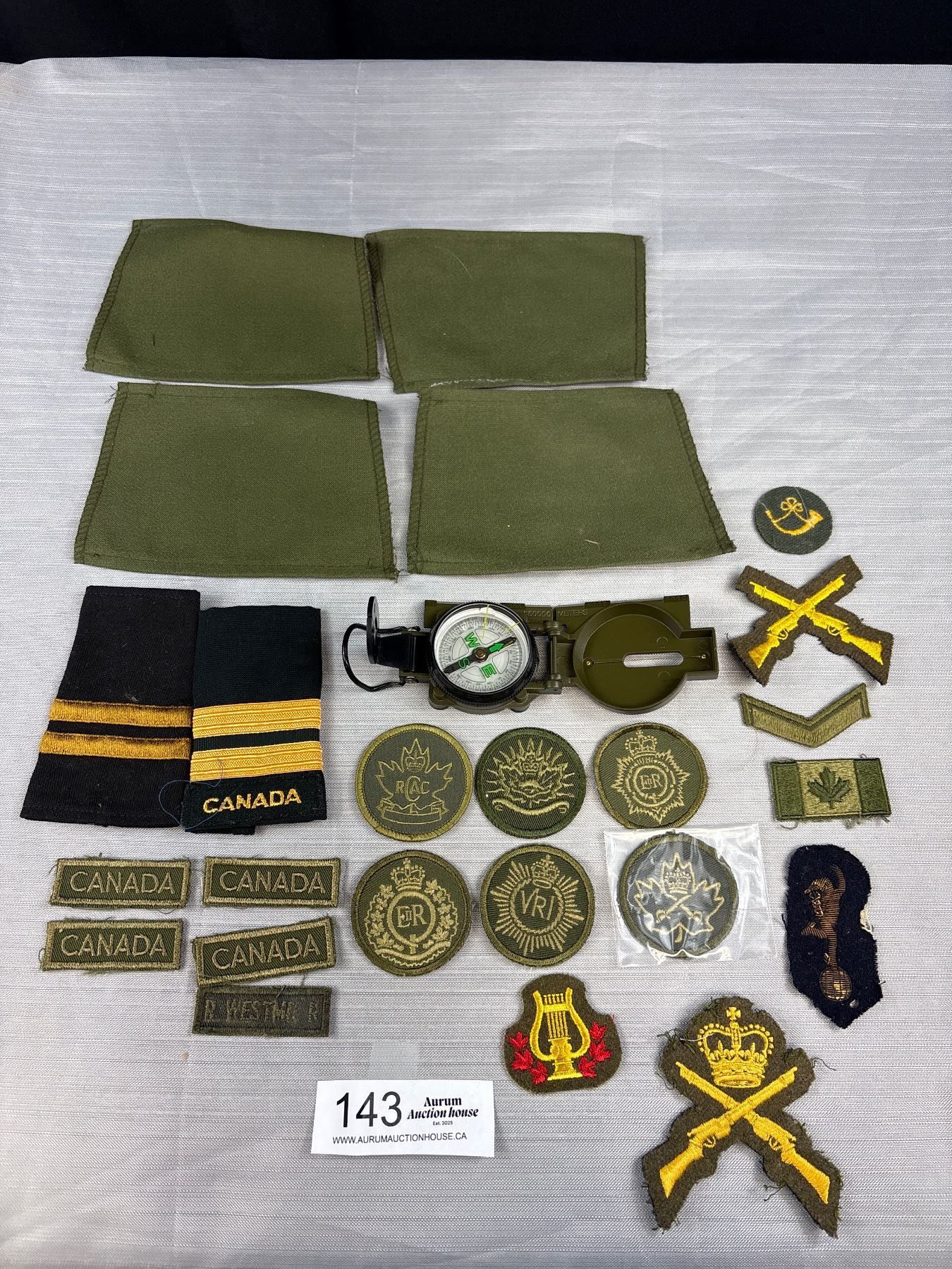 Vintage Canadian Military Soliders Compass + Patches, Etc
