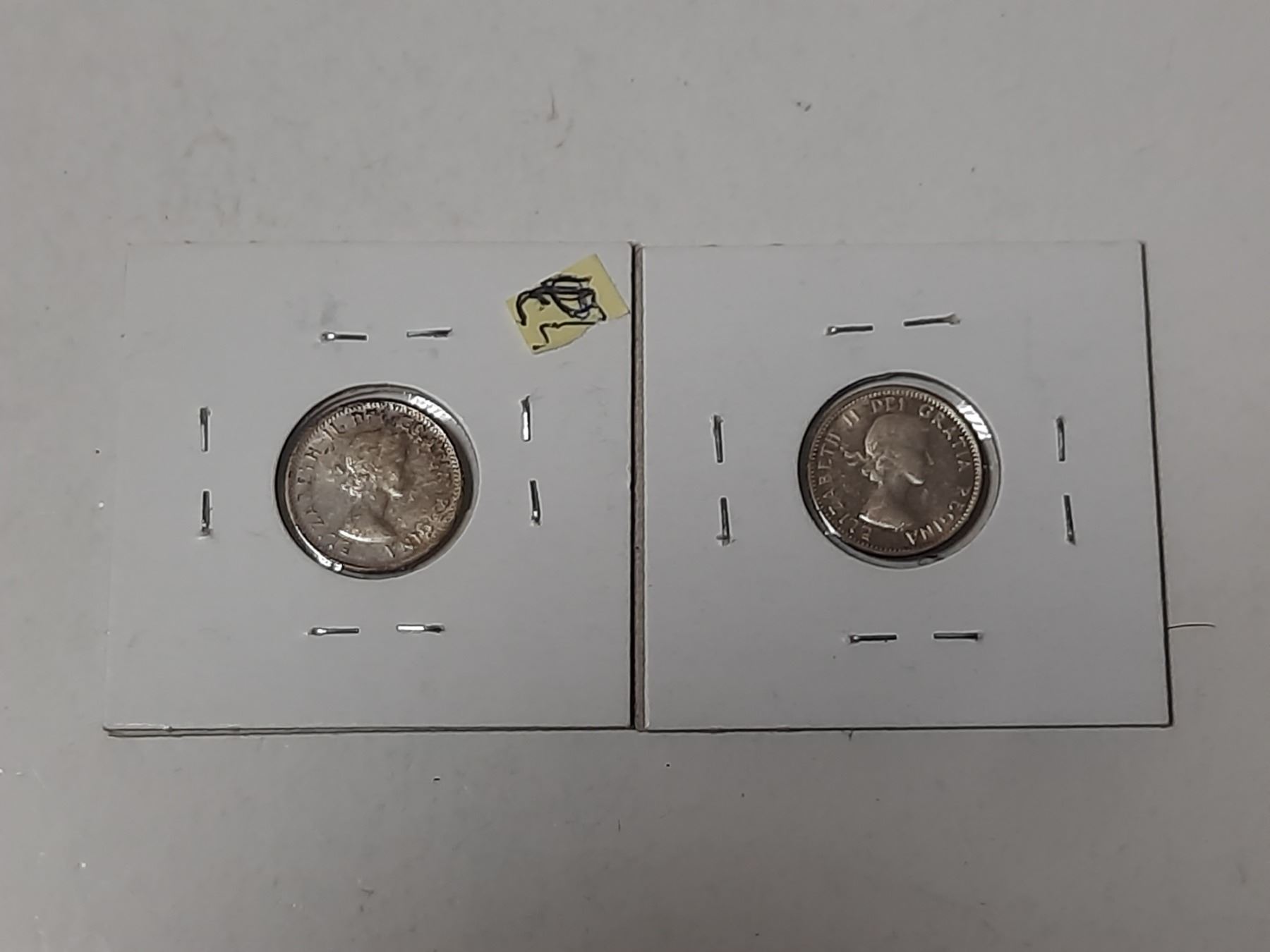 2- 1956 canadian 10 cent coins- 1- dot and 1 is uncirculated - Schmalz ...