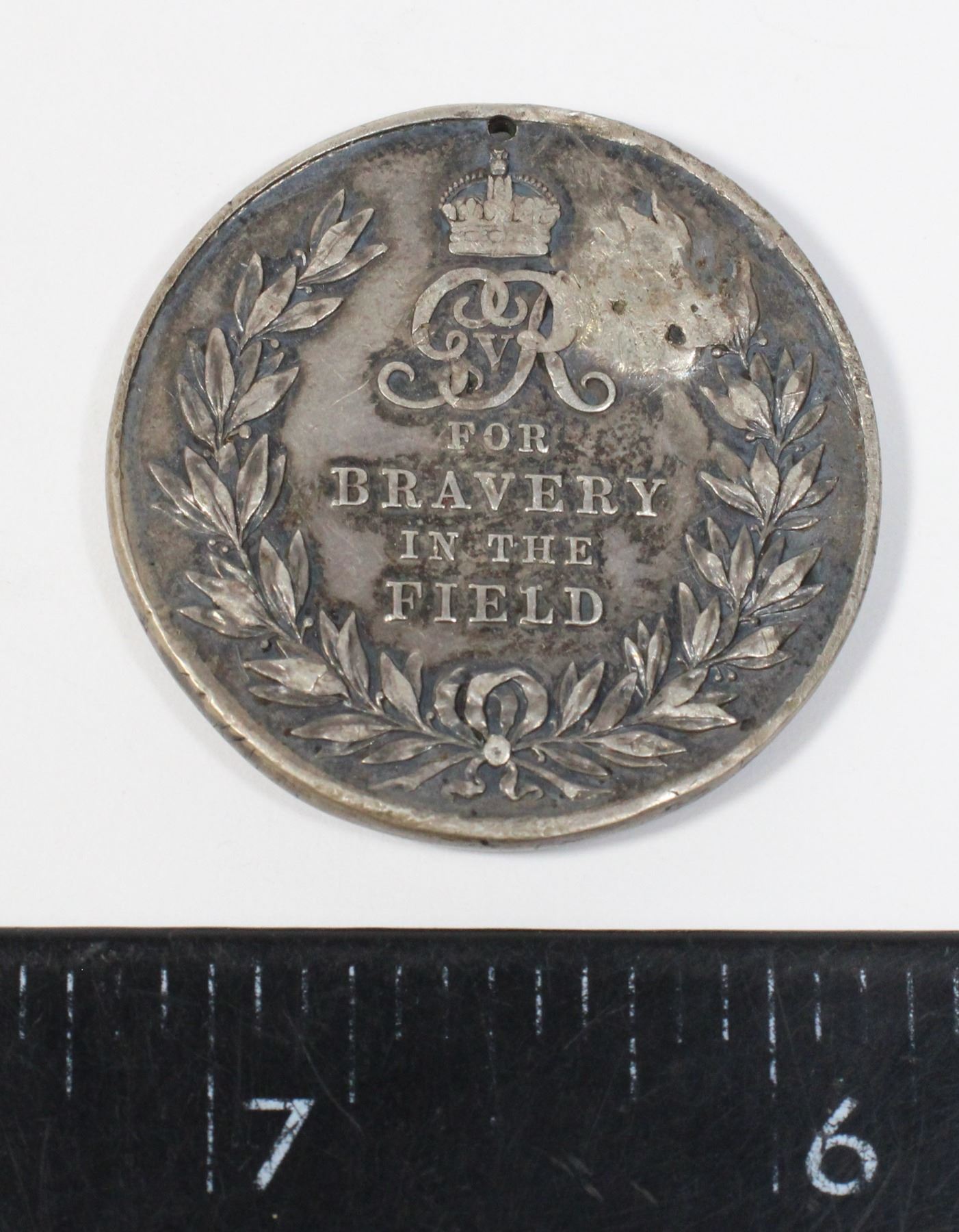 #263 WW1 British Military Medal erased name worn