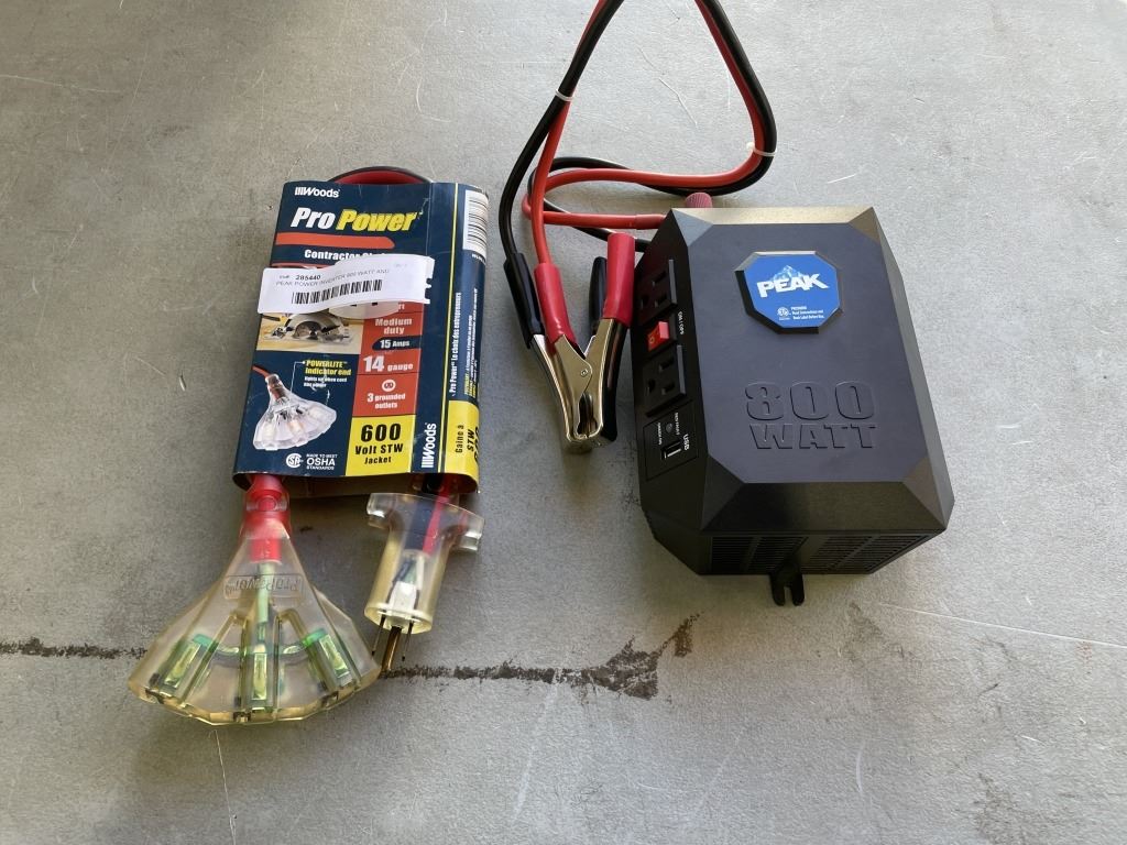 PEAK POWER INVERTER 800 WATT AND PRO POWER 1 METER EXTENSION CORD WITH ...