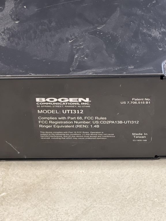 VULCAN BATTERY CHARGER AND BOGEN MULTI ZONE TELEPHONE PAGING UNIT